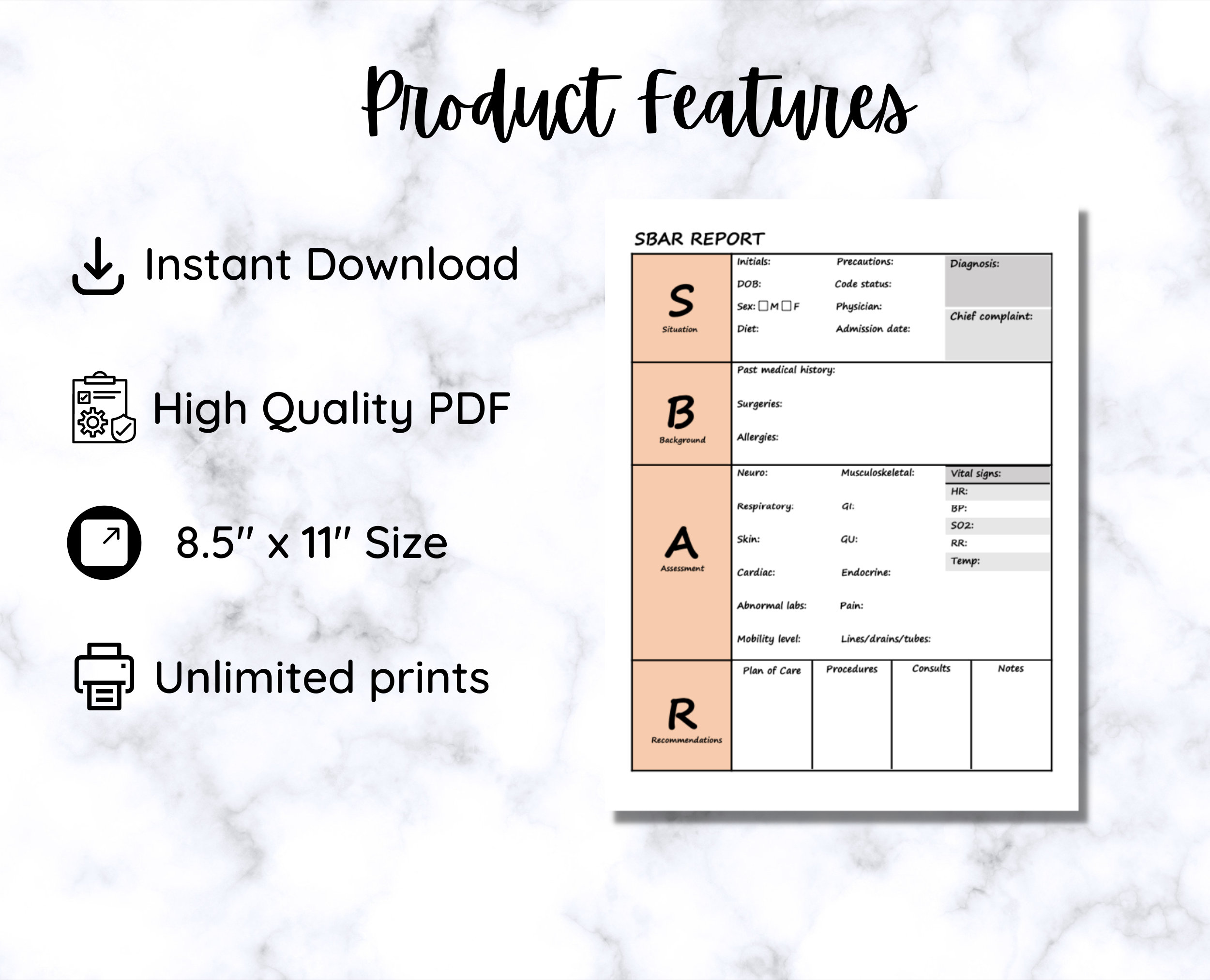SBAR, Nurse Sheet, Report Sheet, ICU Nurse Report, Patient Assessment ...