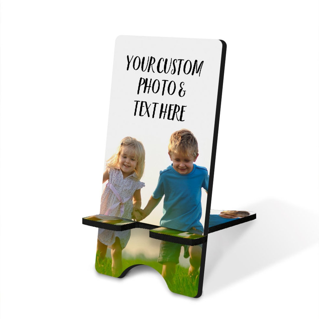 MDF Cell Phone Stand Holder Personalized Your Own Photo Logo Text - Etsy