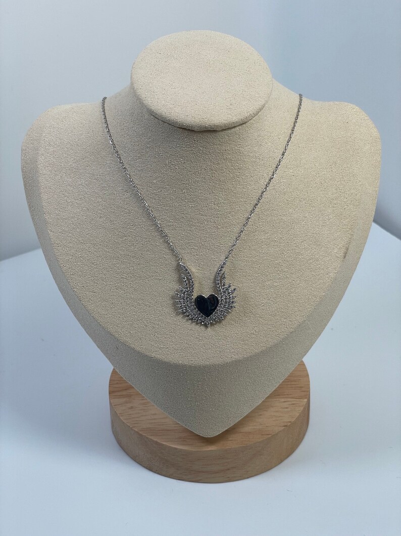 Silver Heart With Wings Necklace, Sterling Silver Pendant, Heart Charm ...