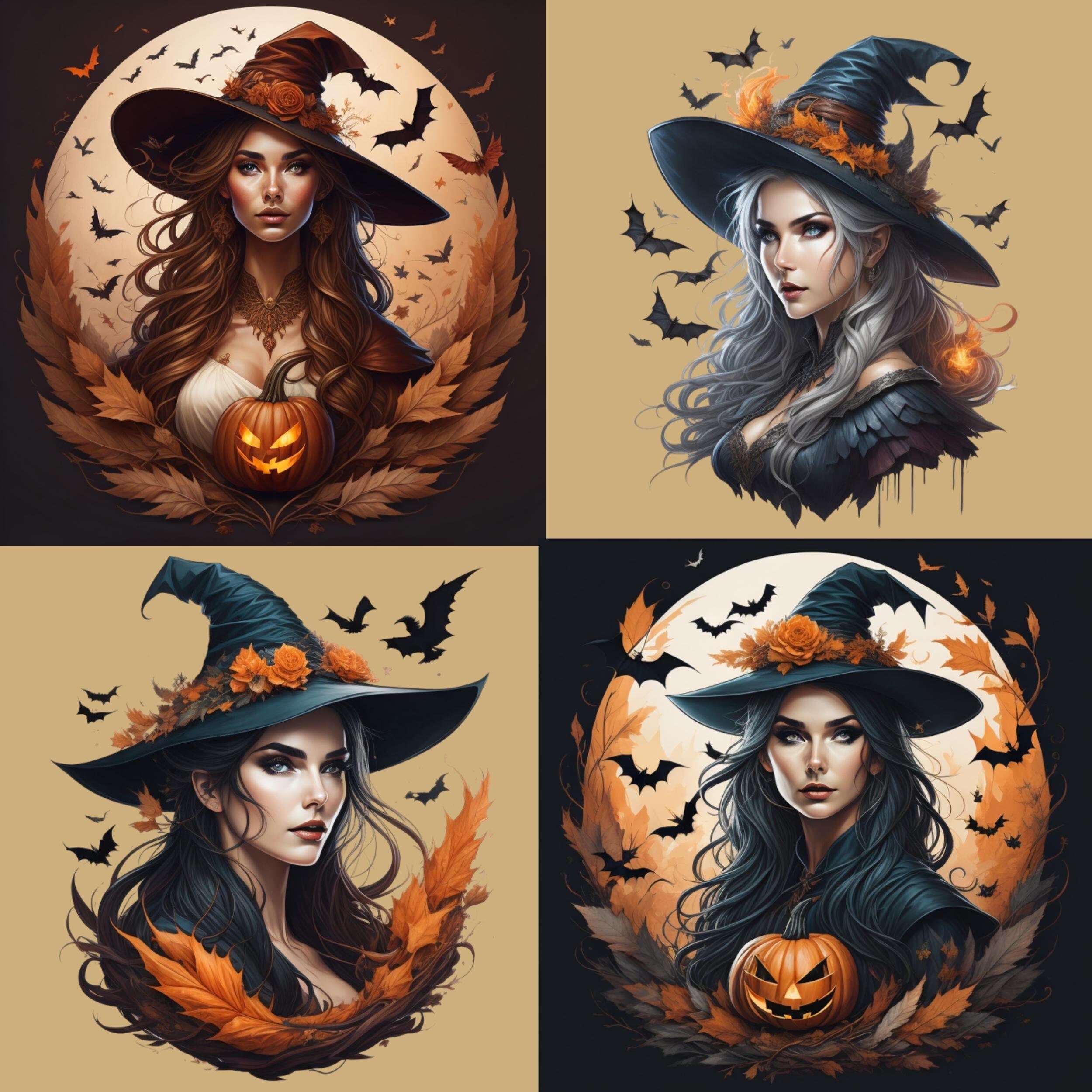 Witches Halloween Clip Art Bundle, Halloween Images, Beautiful Witches ...