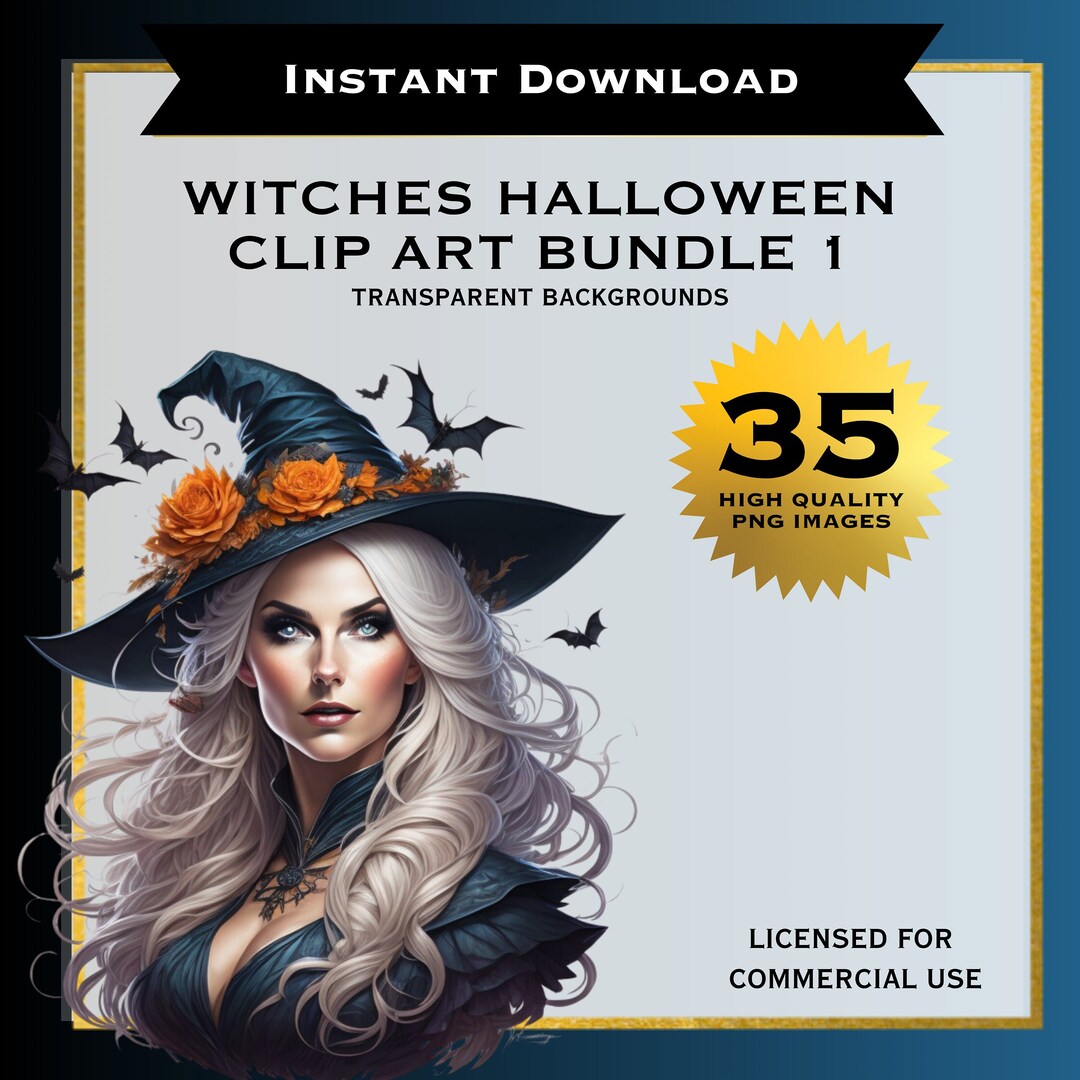Halloween Witch Clip Art, Halloween Clip Art Bundle, High Resolution ...