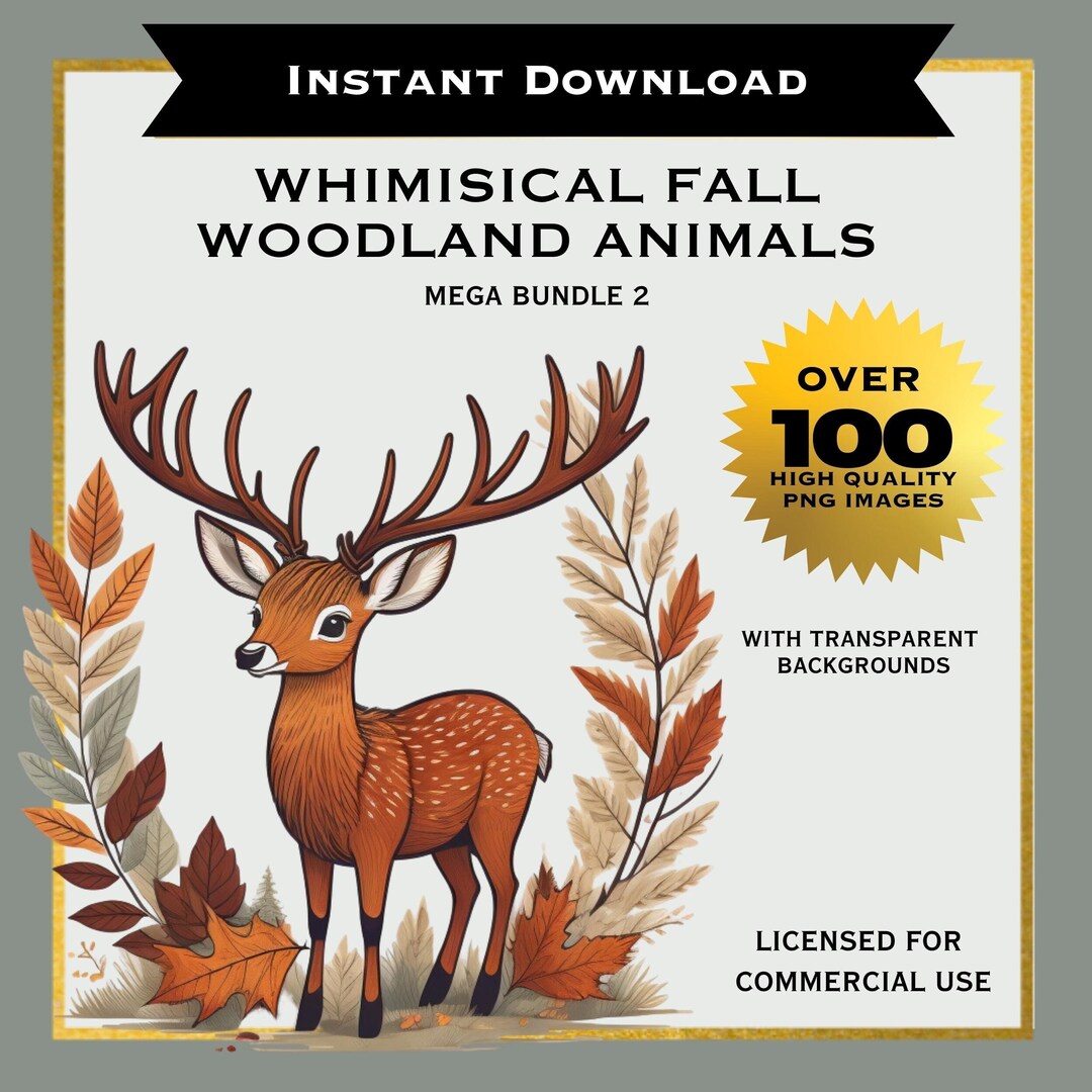Fall Woodland Creatures Clip Art Pack Over 100 300 Dpi PNG Images of ...