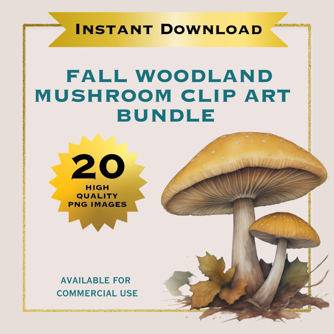 Colorful Fall Foliage Clip Art, Mushrooms and Autumn Leaves, Set of 20 ...