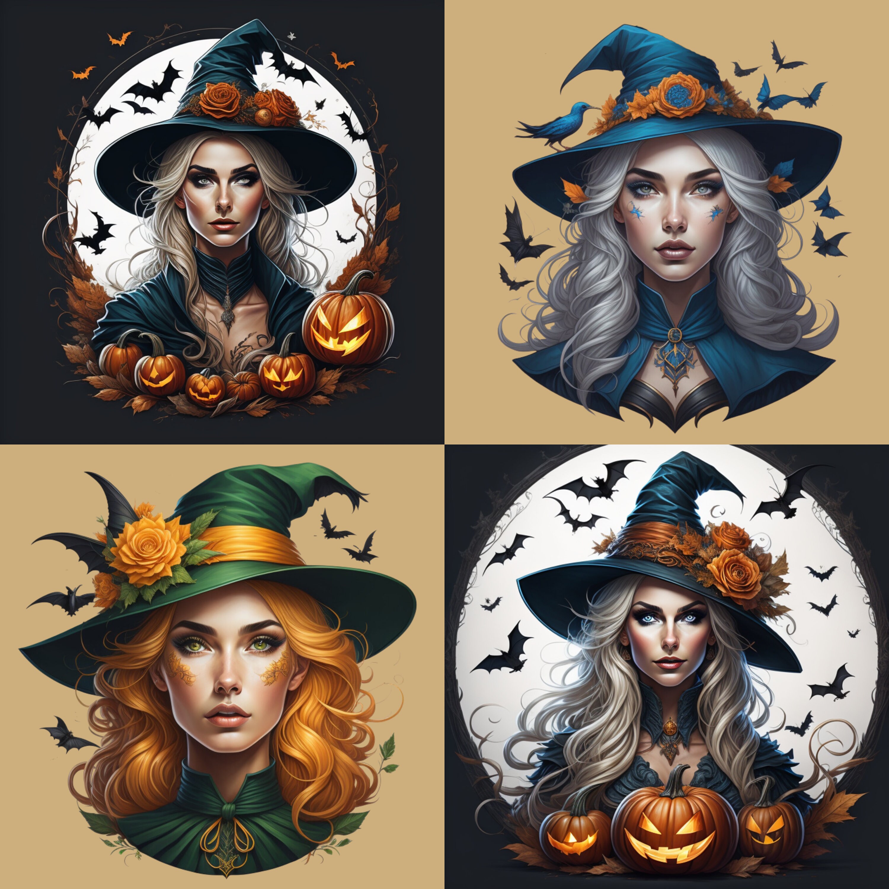 Halloween Witch Clip Art, Halloween Clip Art Bundle, High Resolution ...