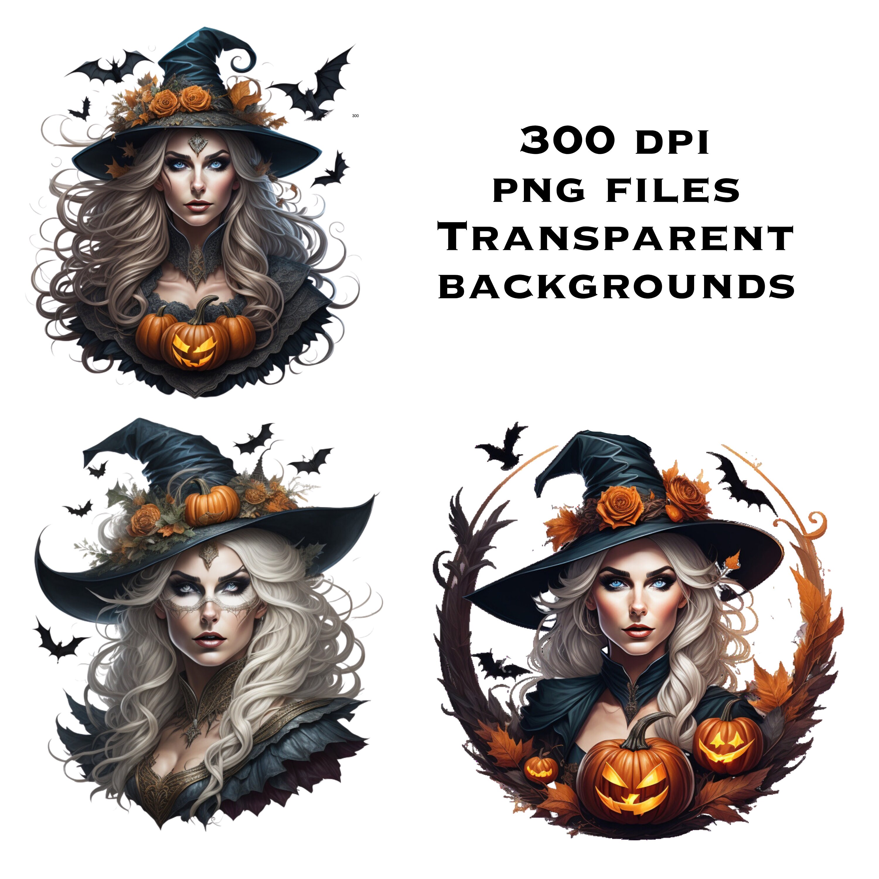 Halloween Witch Clip Art, Halloween Clip Art Bundle, High Resolution ...