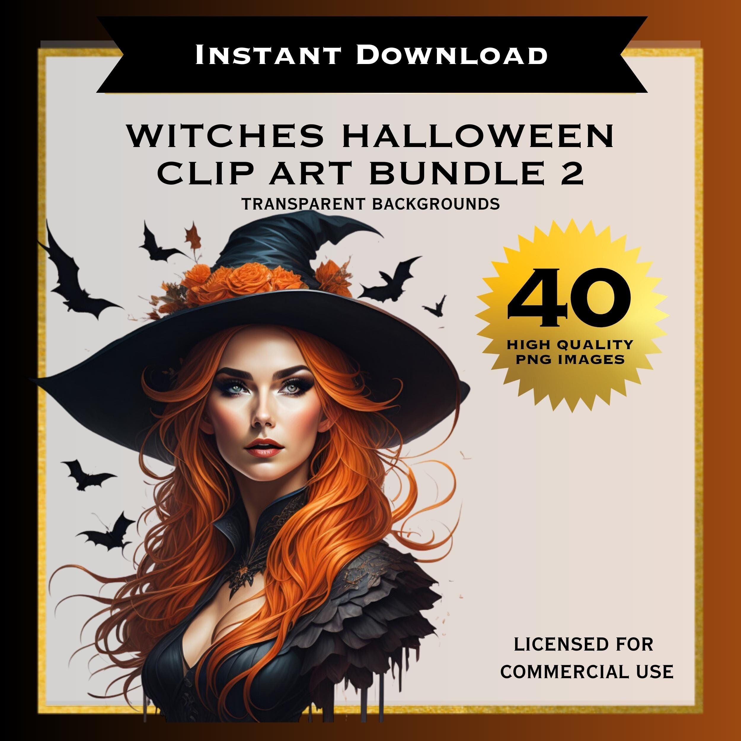 Witches Halloween Clip Art Bundle, Halloween Images, Beautiful Witches ...
