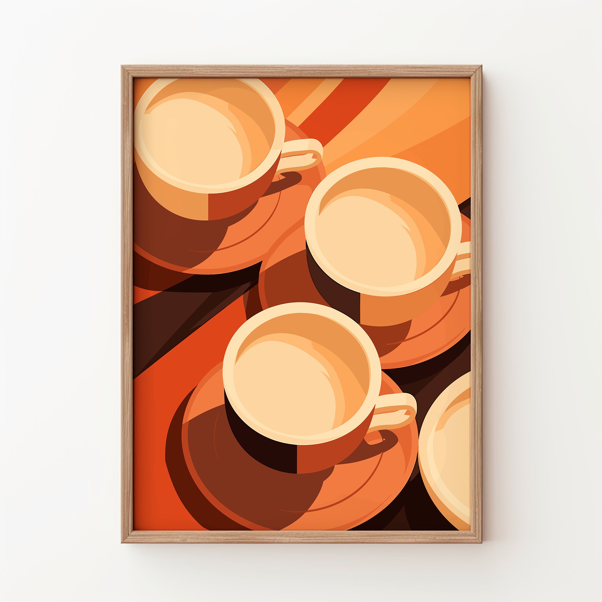 Retro Coffee Cups Wall Art Printable Wall Art Digital Coffee - Etsy