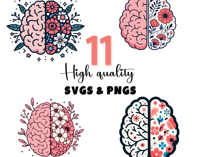 Cerveau SVG, cerveau PNG, Floral cerveau, cerveau fleur, clipart ...