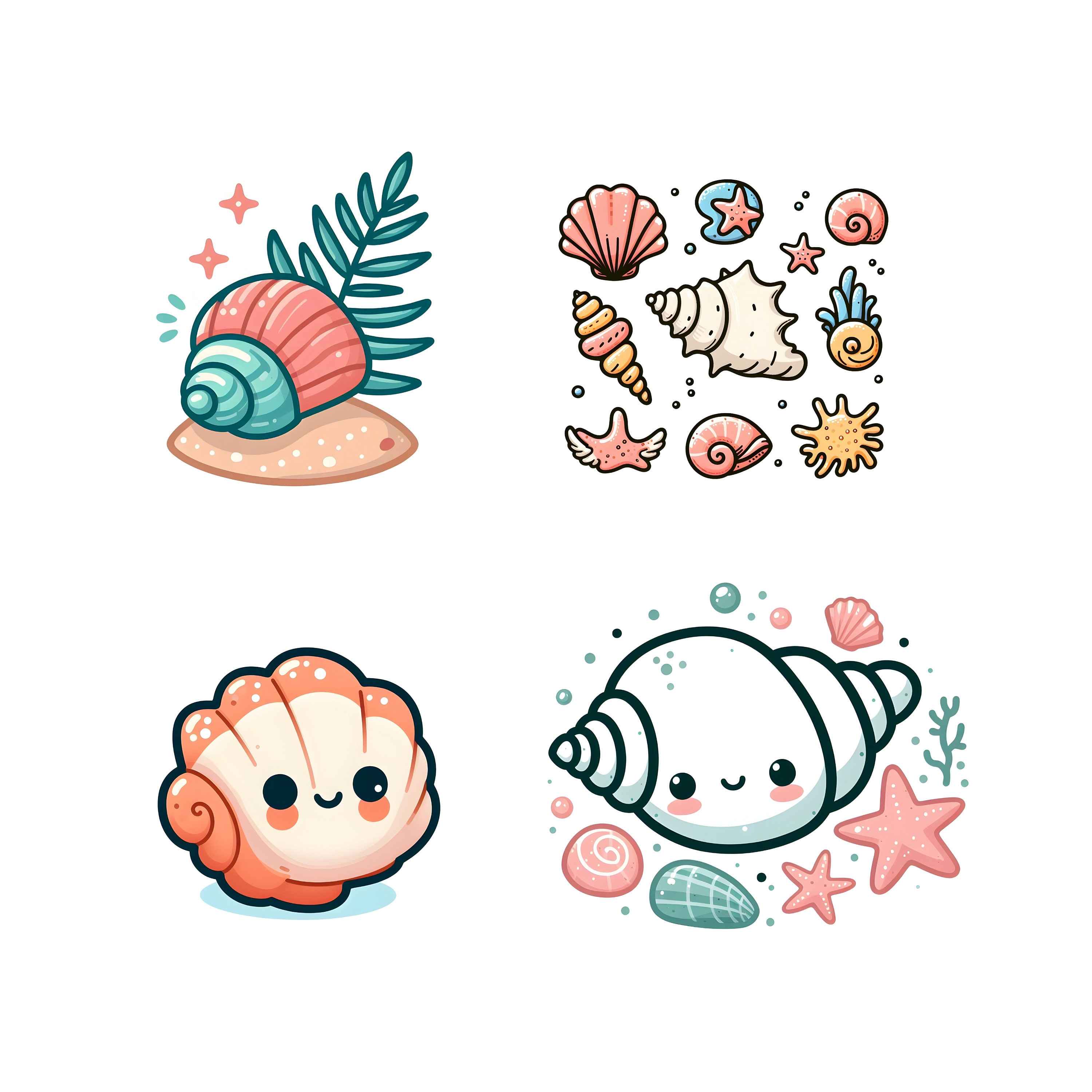 Cute Seashell SVG Bundle, 15 Sea Shells Svg, Beach Svg, Ocean Cut File ...
