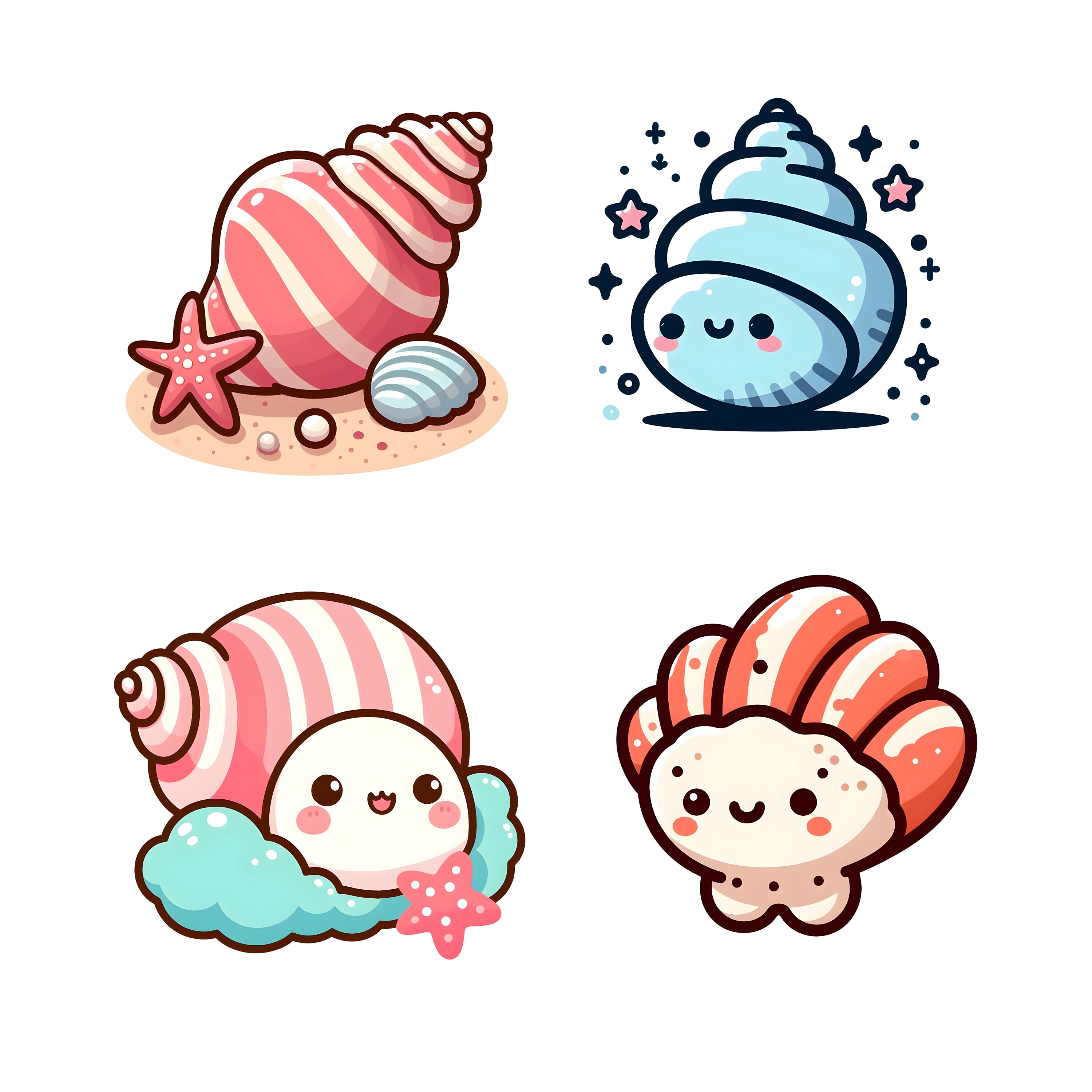 Cute Seashell SVG Bundle, 15 Sea Shells Svg, Beach Svg, Ocean Cut File ...