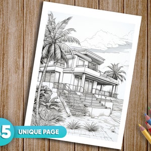 35 Beach House Coloring Pages | Printable PDF Format | Summer Holiday ...