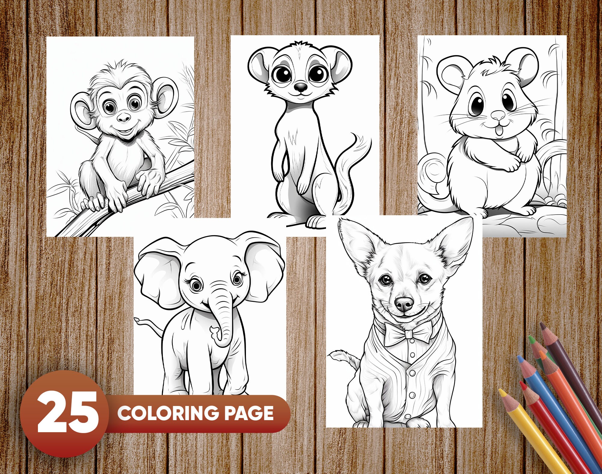 25 Adorable Animals Safari Coloring Pages for Kids Instant - Etsy