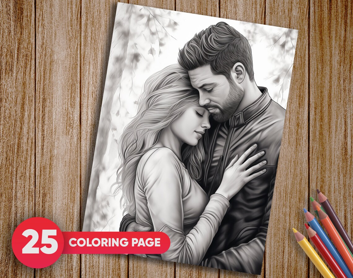 25 Fall in Love Couple Coloring Pages for Adults Woman Man - Etsy