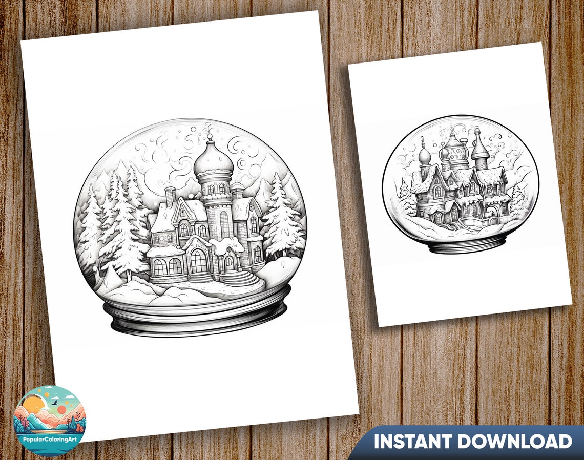 25 Snow Globe Coloring Pages Fantasy Instant Download - Etsy