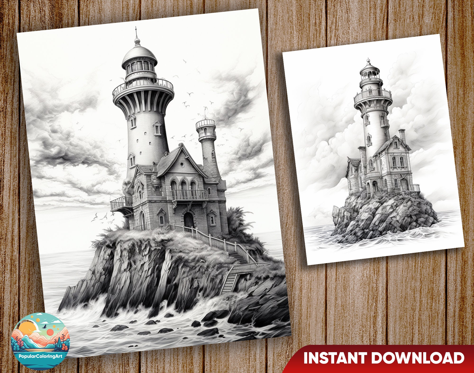 30 Fantasy Lighthouses Coloring Page Book Adults Kids - Etsy