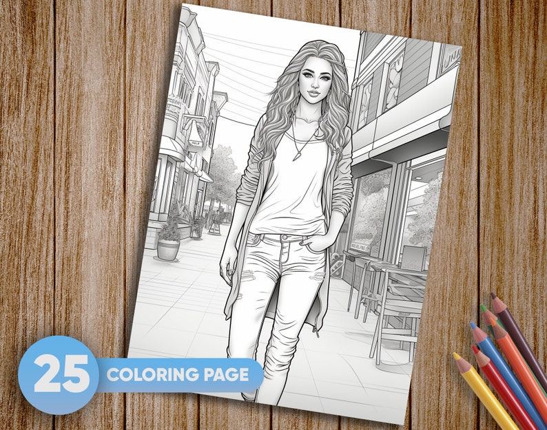 25 Teen Girls Coloring Pages for Adults Fashion Instant - Etsy