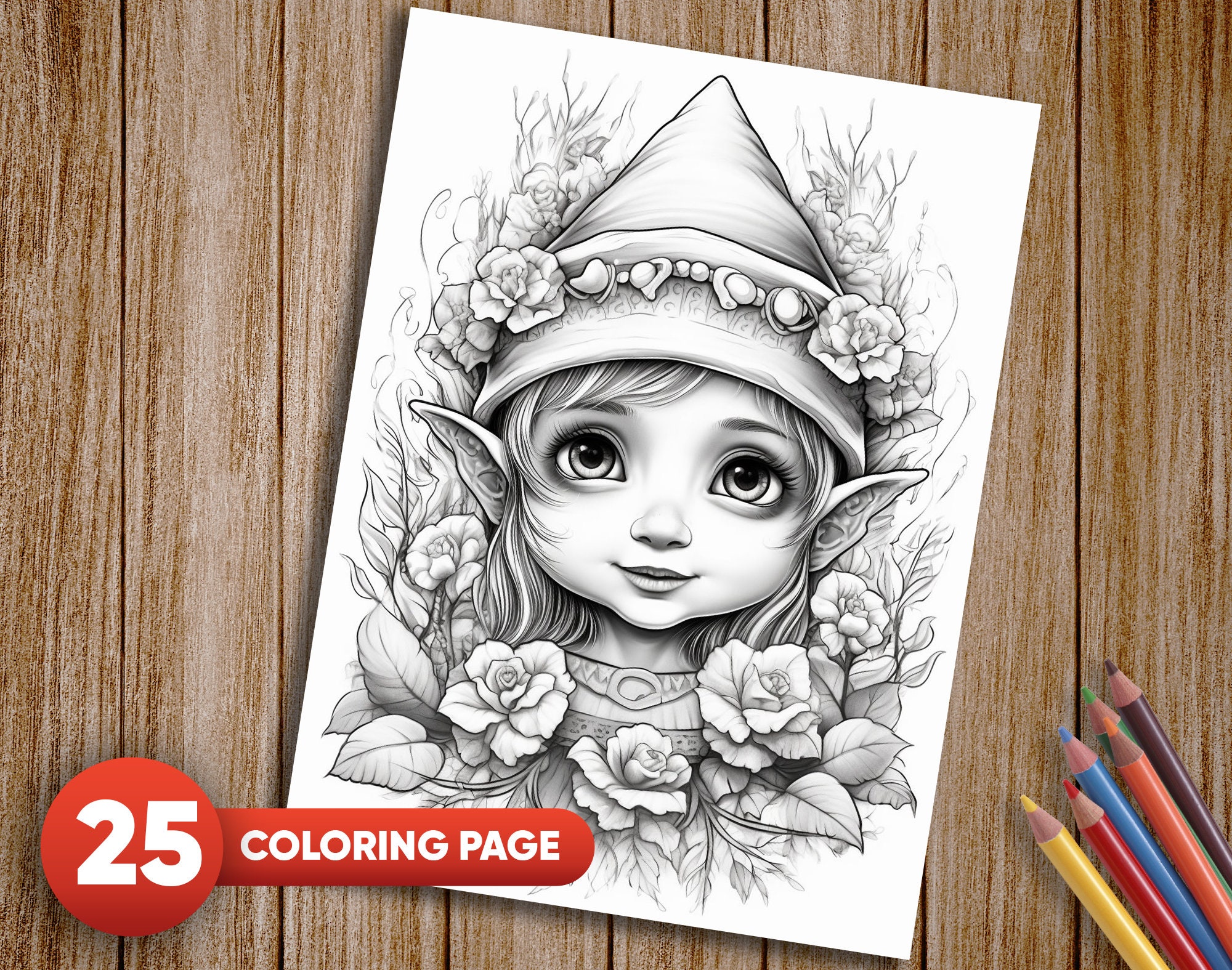 25 Gnome Girls Coloring Pages Instant Download Grayscale - Etsy