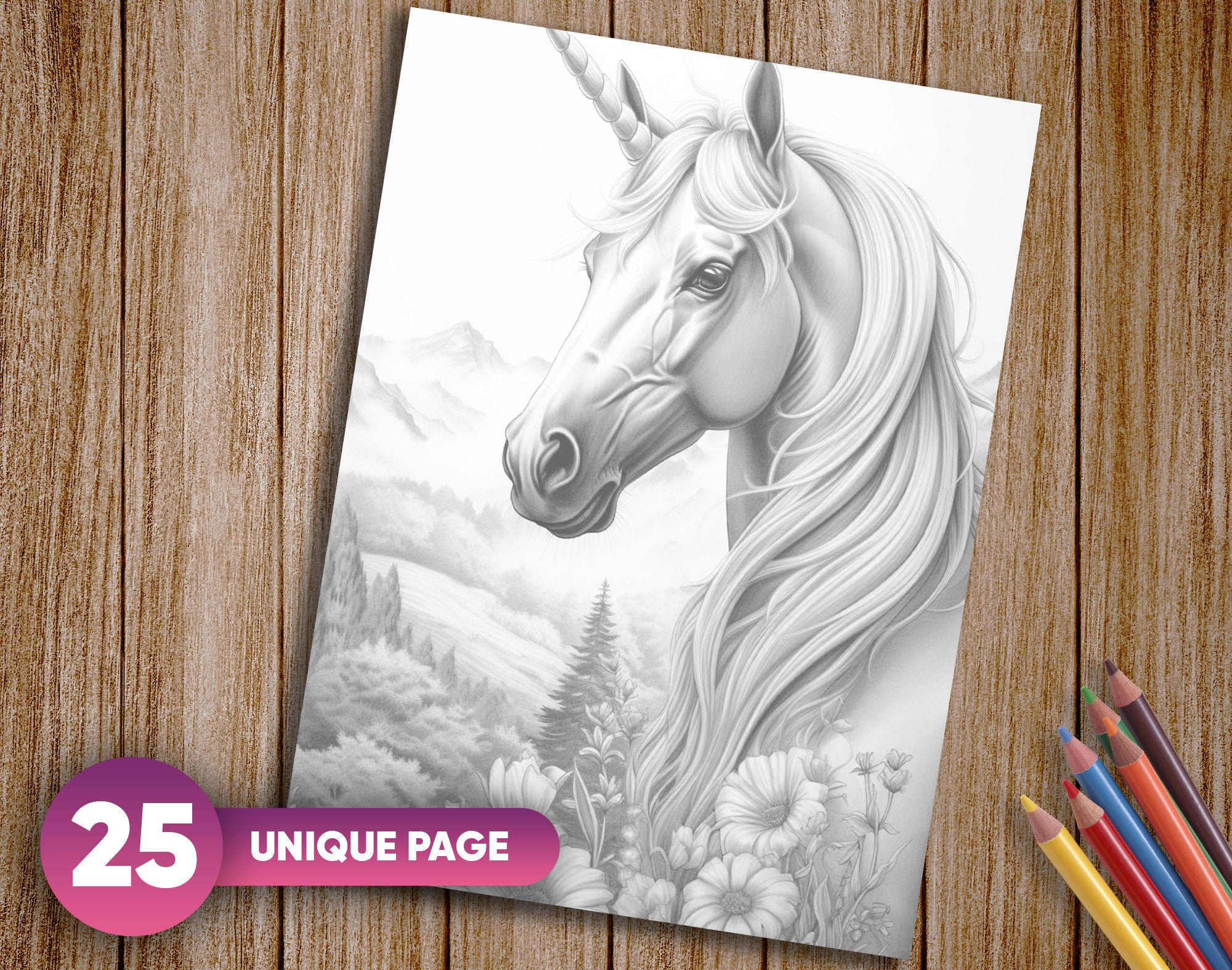 25 Enchanted Horses Unicorn Fairytale Coloring Book - Etsy