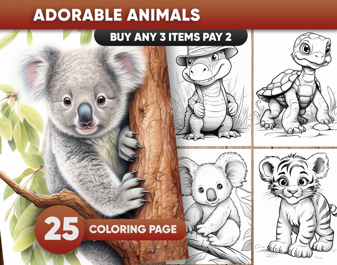 25 Adorable Animals Coloring Pages: Safari Fun (printable PDF) - Etsy