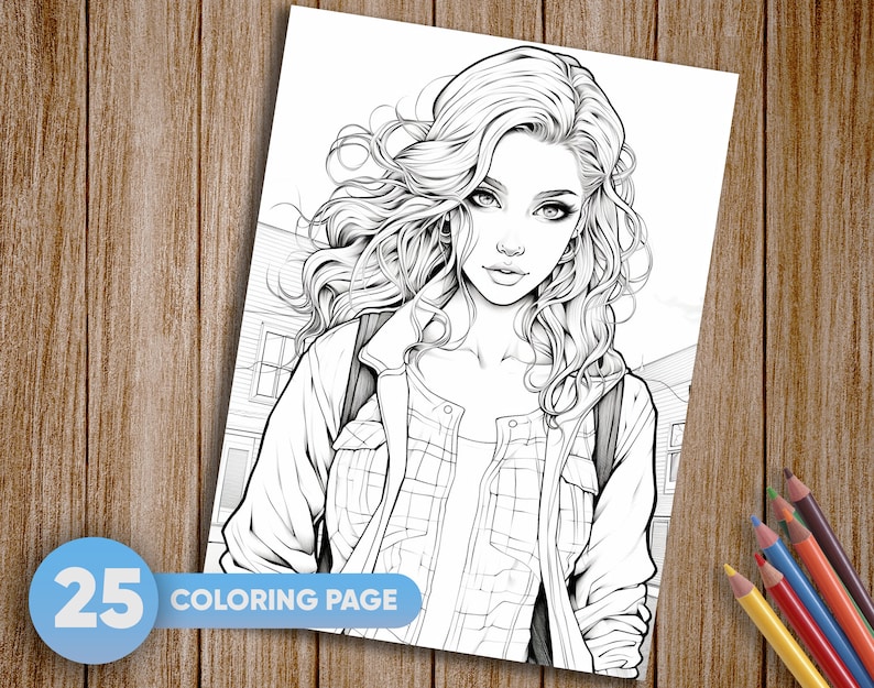 25 Teen Girls Coloring Pages for Adults Fashion Instant - Etsy