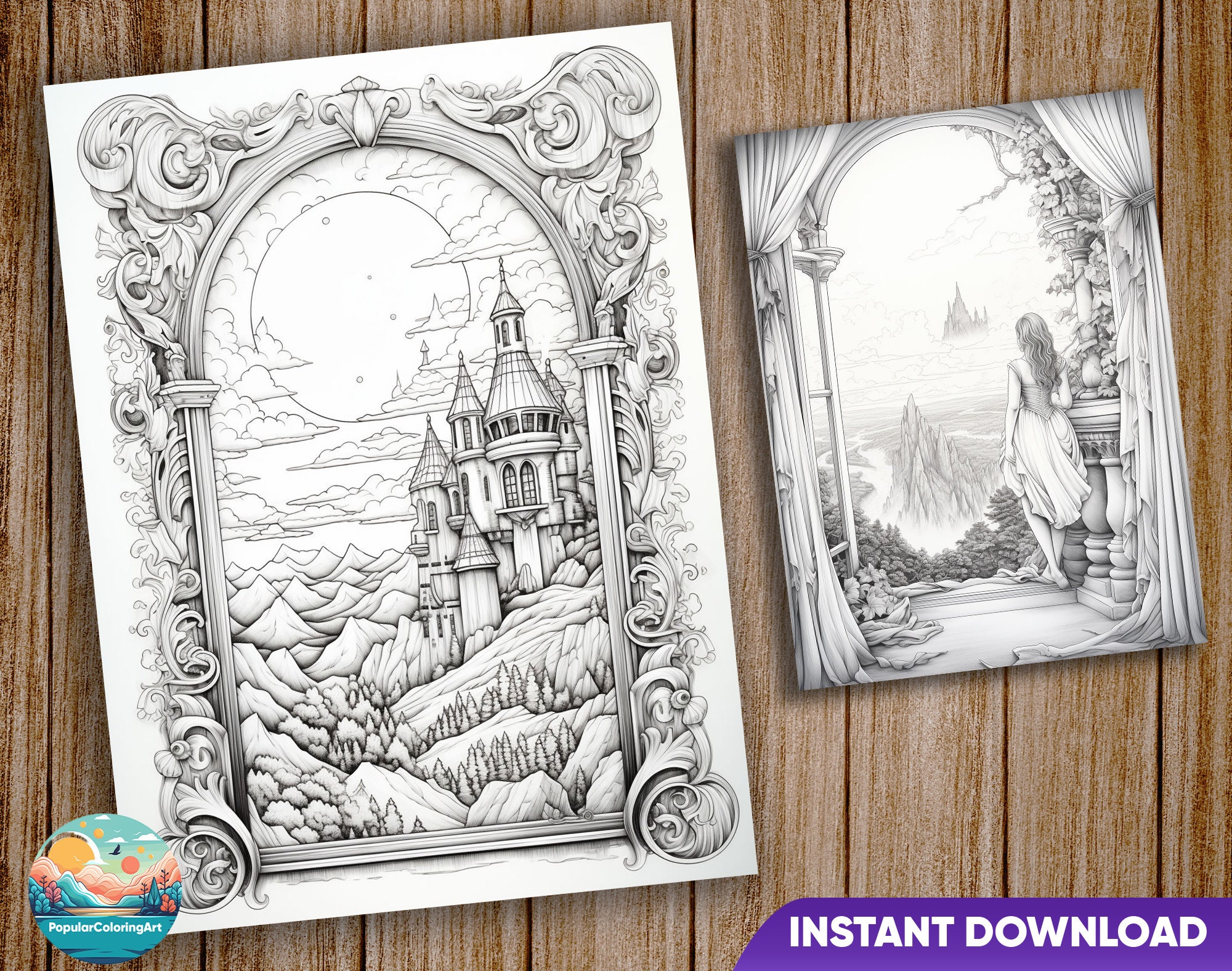 40 Window to Another World Coloring Pages for Adults Instant - Etsy