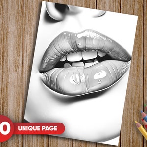 30 Enchanted Lips Coloring Book | Magic Lips | Lips Grayscale Colouring ...