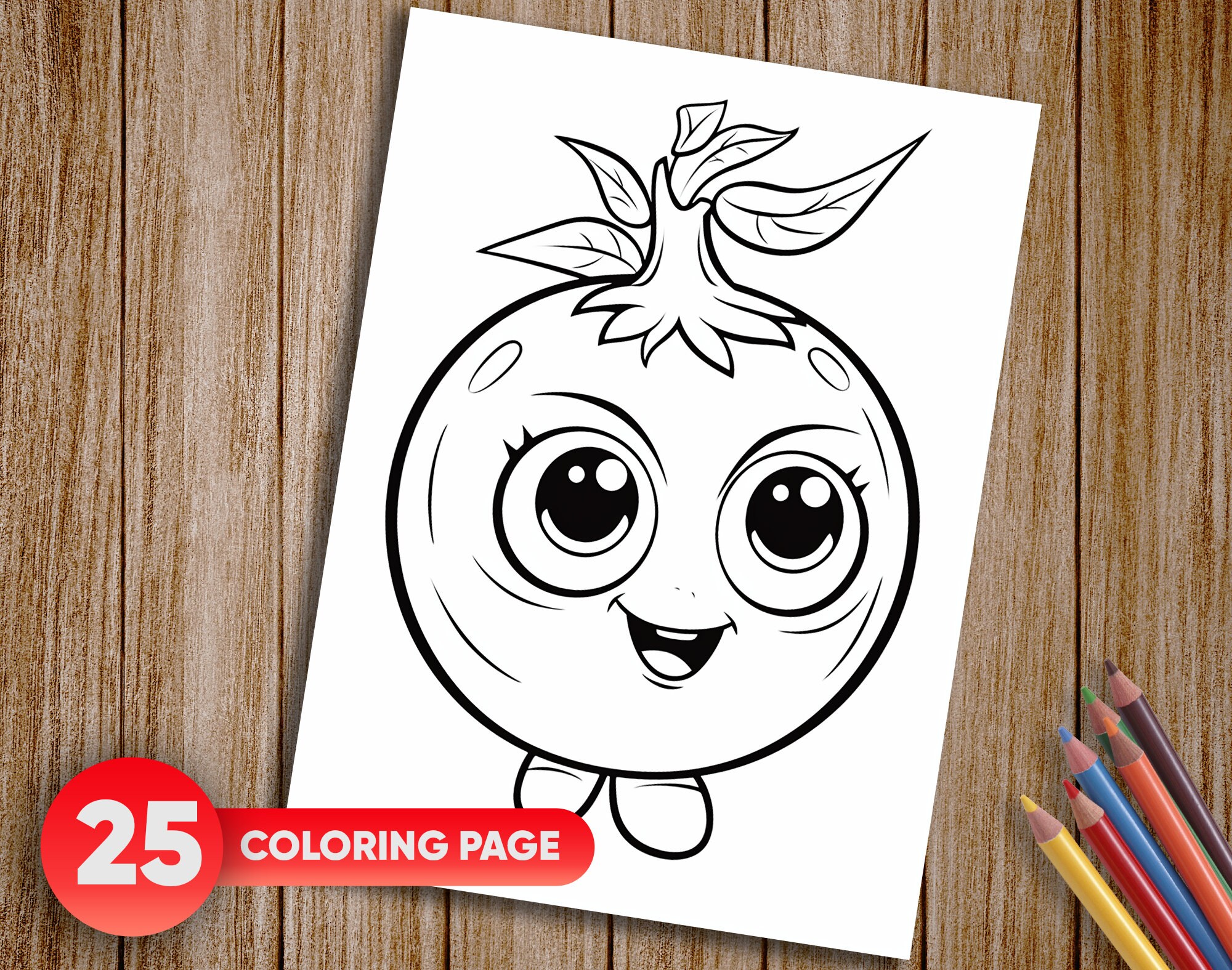 25 Preschool Kawaii Fruits Coloring Pages for Kids Instant - Etsy