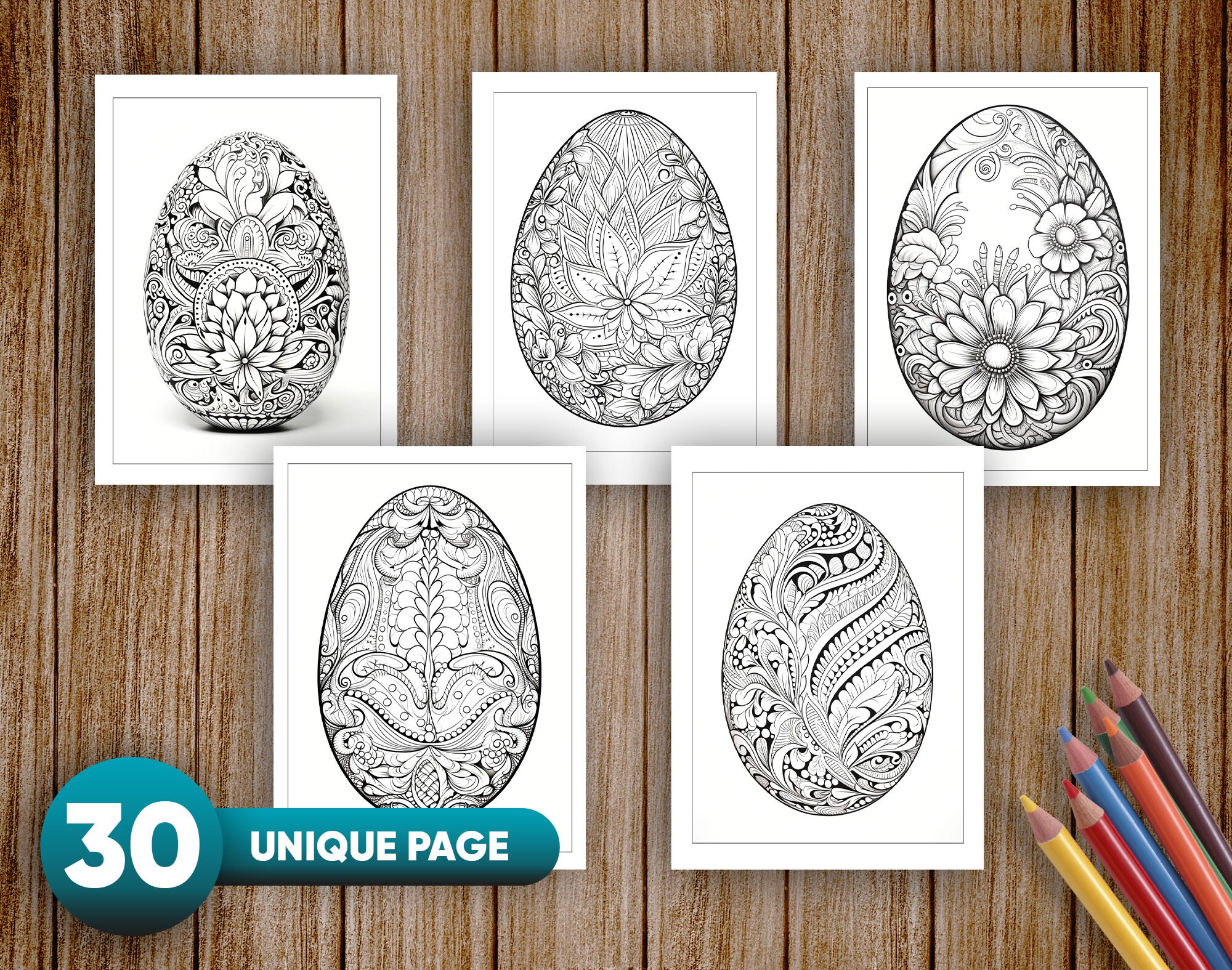 30 Easter Coloring Pages Easter Egg Mandala Coloring Pages - Etsy