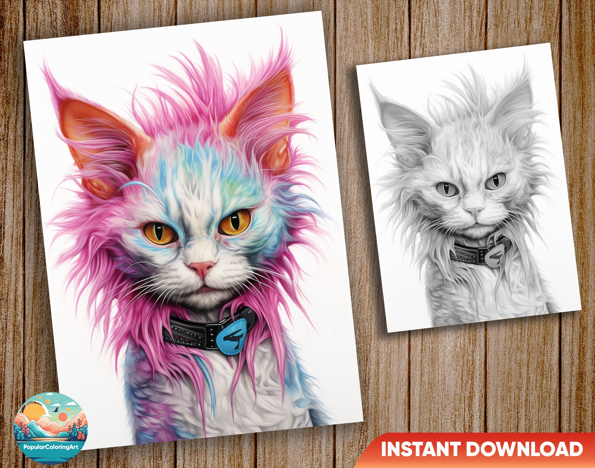 25 Crazy Cats Coloring Pages, Crazy Hairstyle Cats, Gangsta Cats ...