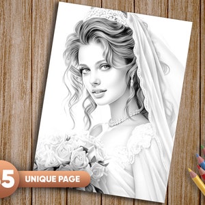 35 Beautiful Wedding Bride Coloring Page, Adults & Kids- Instant ...