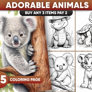 25 Adorable Animals, Safari Coloring Pages for Kids, Instant Download ...