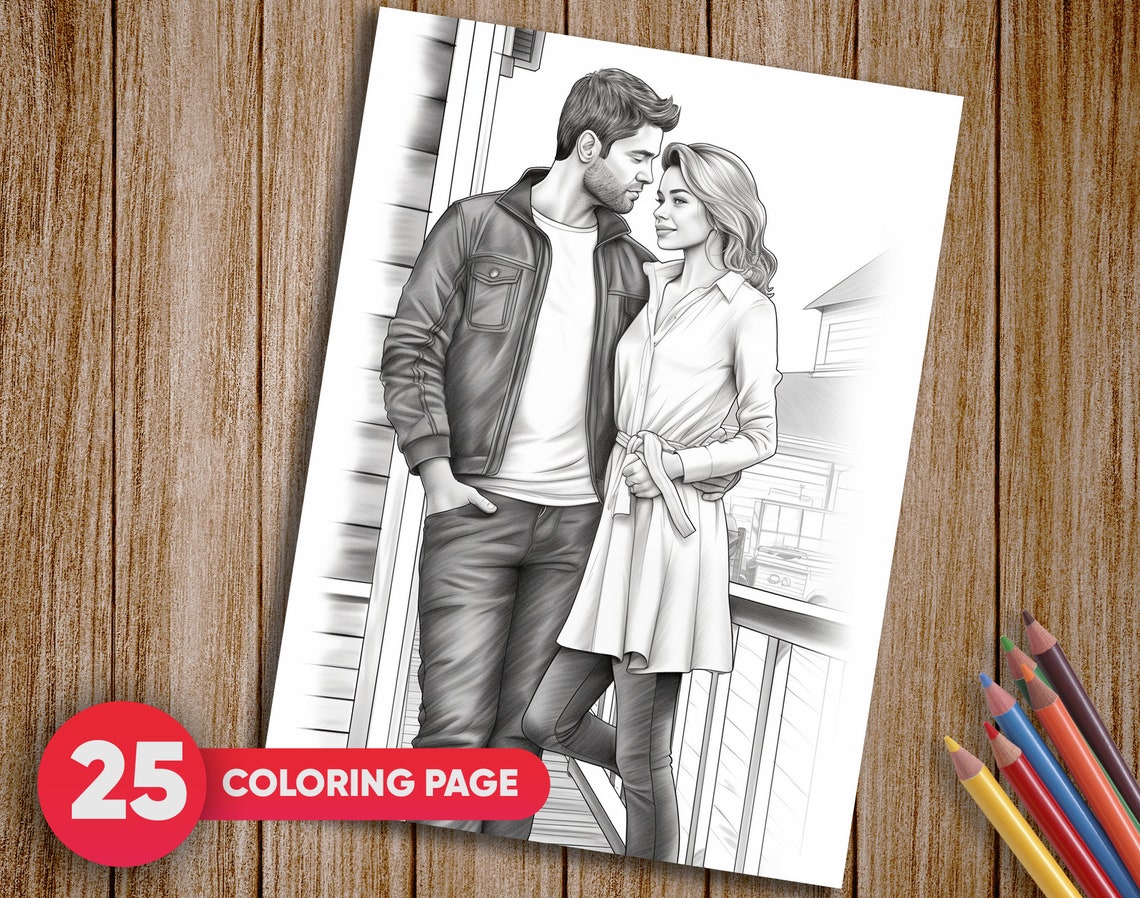 25 Fall in Love Couple Coloring Pages for Adults Woman Man - Etsy