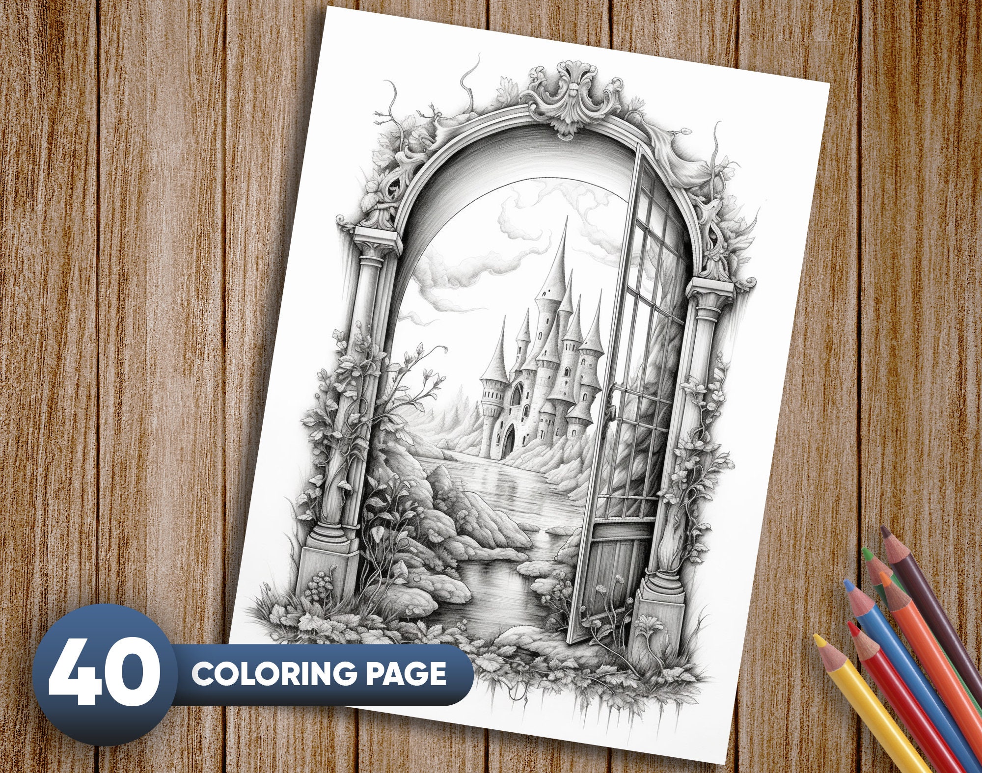 40 Window to Another World Coloring Pages for Adults Instant - Etsy