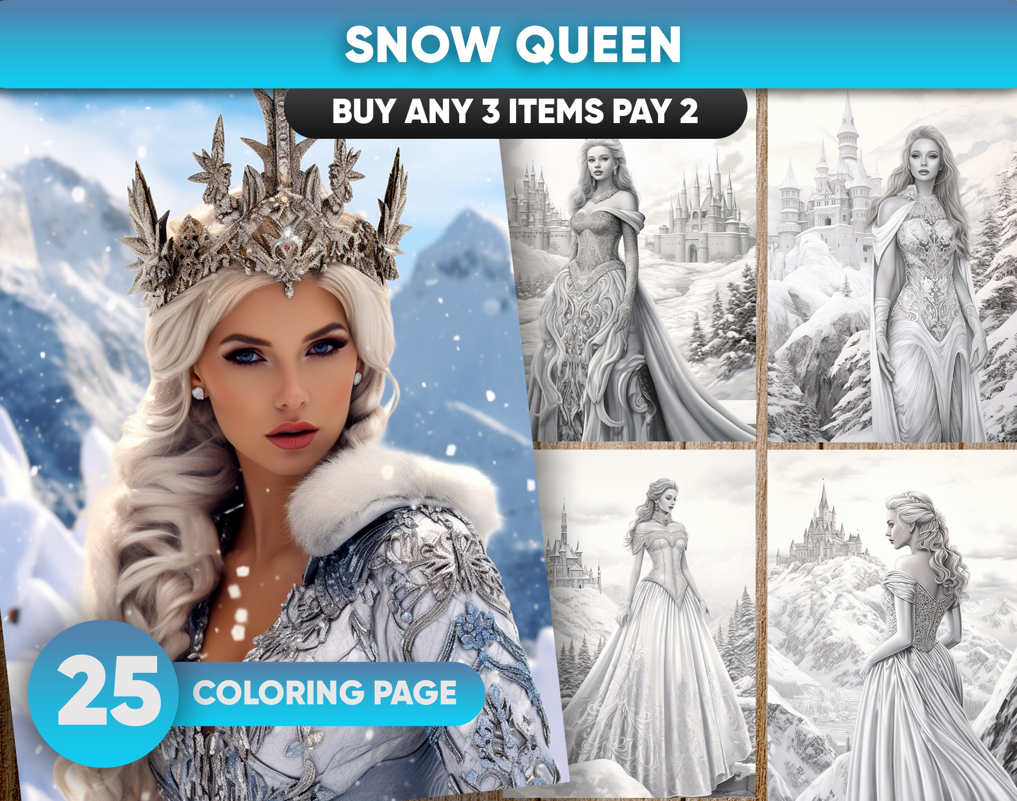 25 Snow Queen, Snow Princess Coloring Pages Printable Adult Coloring ...