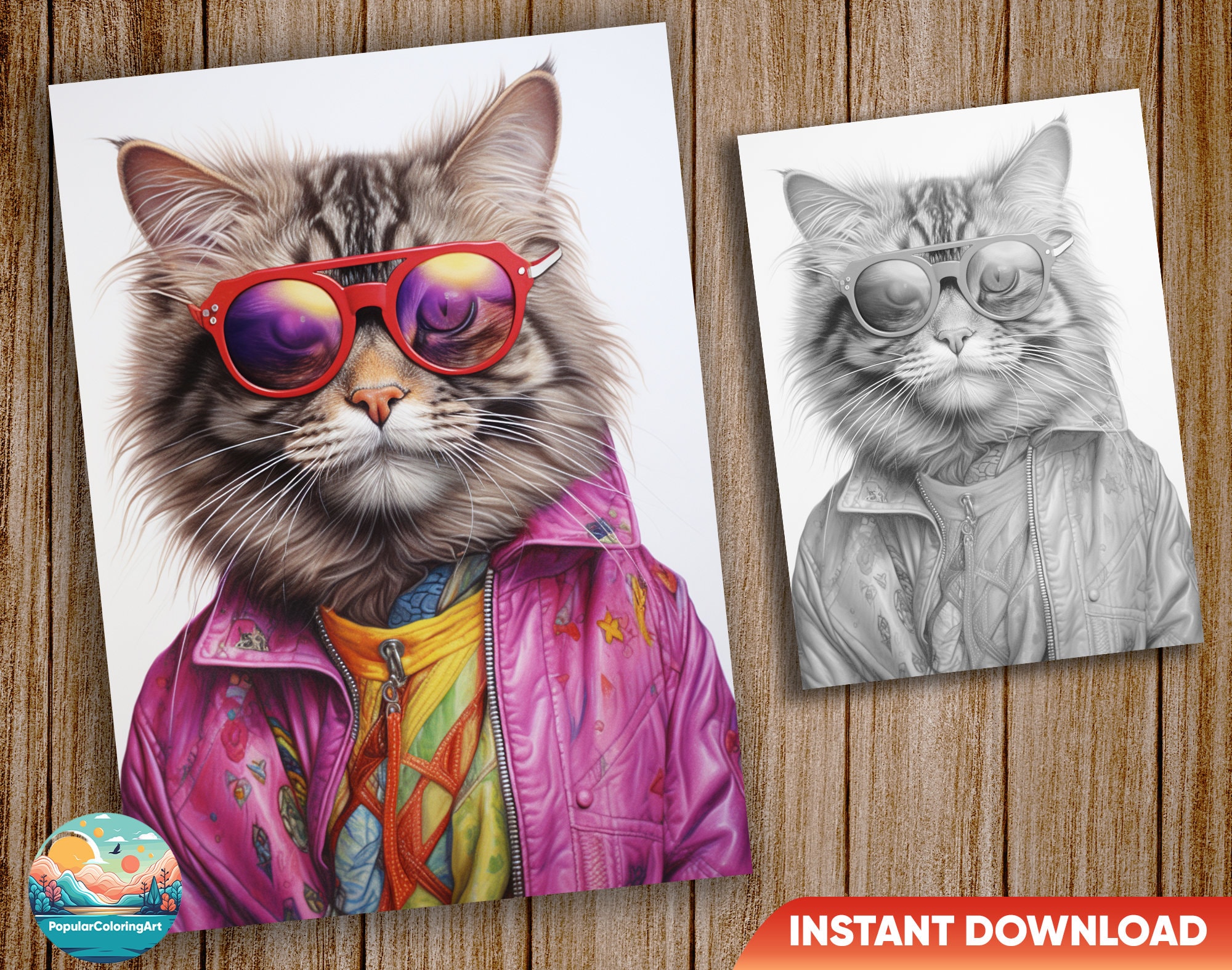 Gangsta Cats Coloring Book: 25 Crazy Hairstyles, Greyscale (PDF) - Etsy