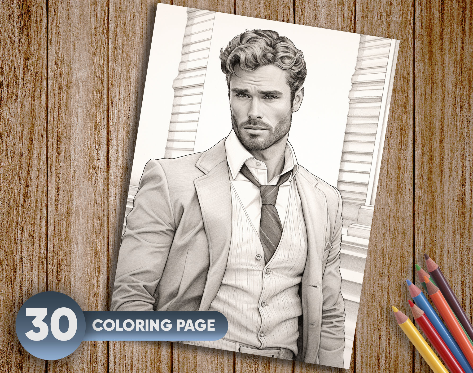 30 Handsome Men Coloring Pages for Adults Instant Download - Etsy