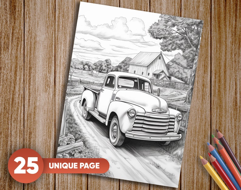 25 Country Farm Grayscale Coloring Pages, JPEG/PDF Format, Instant ...