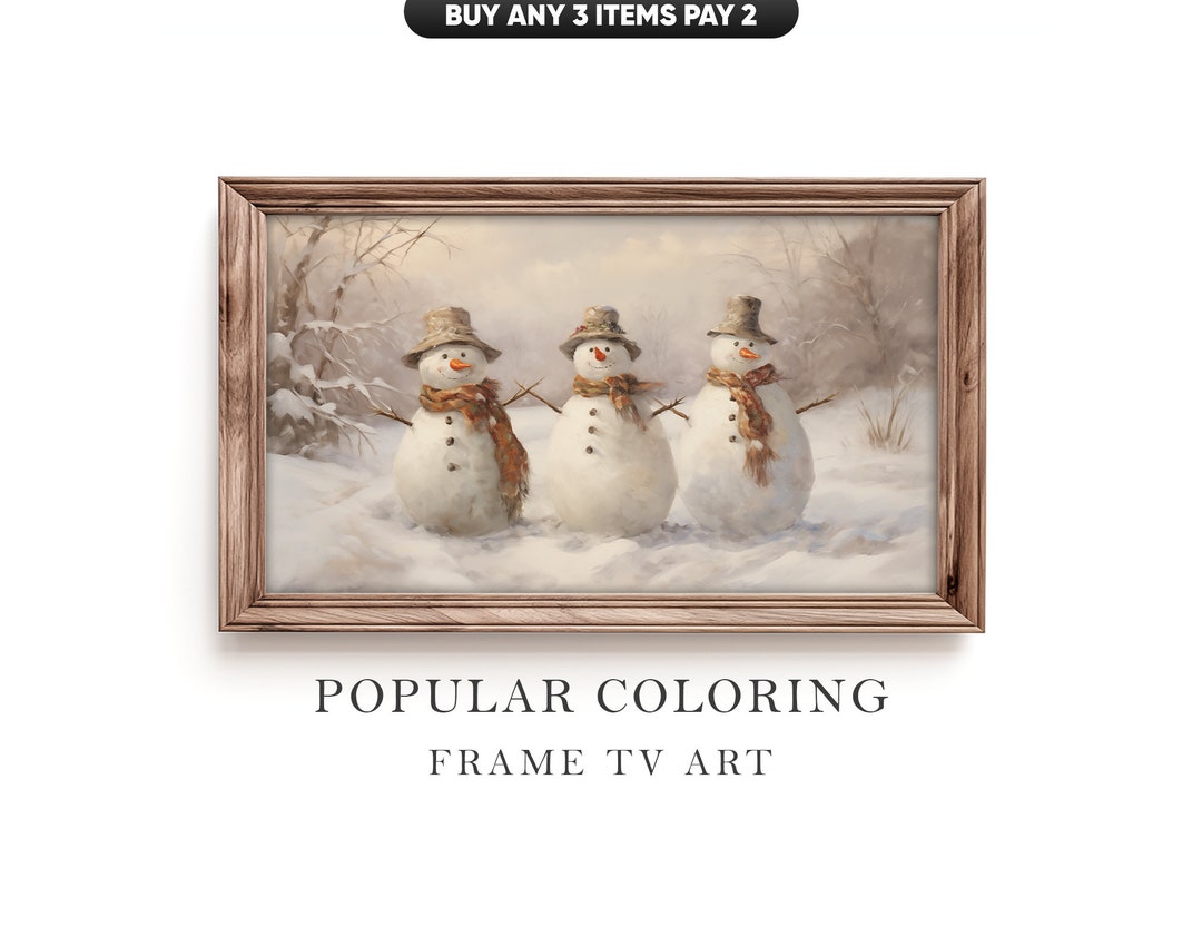 Christmas Frame TV Art Christmas Snowman Christmas Wall Art Winter ...