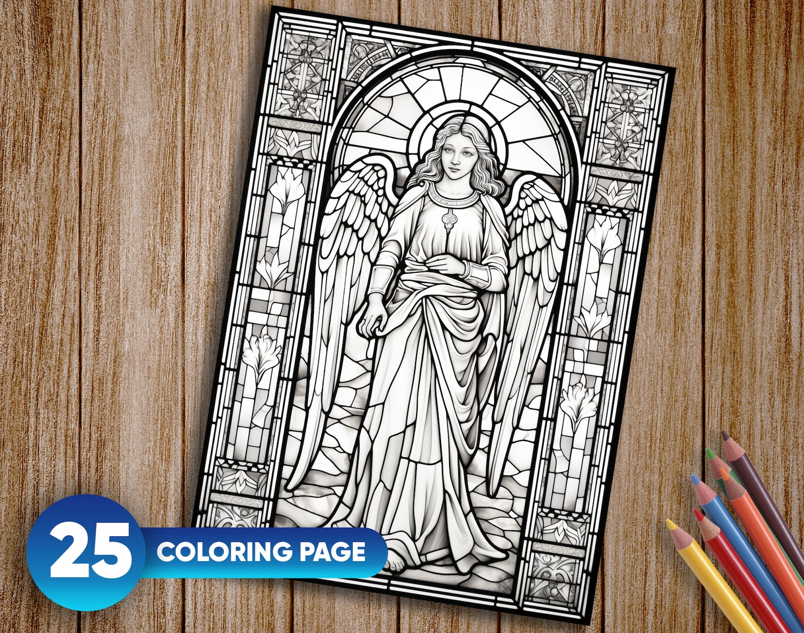 25 Stained Glass Coloring Pages for Kids Instant Download - Etsy