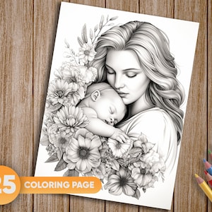 25 Motherhood Coloring Pages for Adults, Mom and Daughter, Mom and Son ...