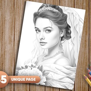 35 Beautiful Wedding Bride Coloring Page, Adults & Kids- Instant ...