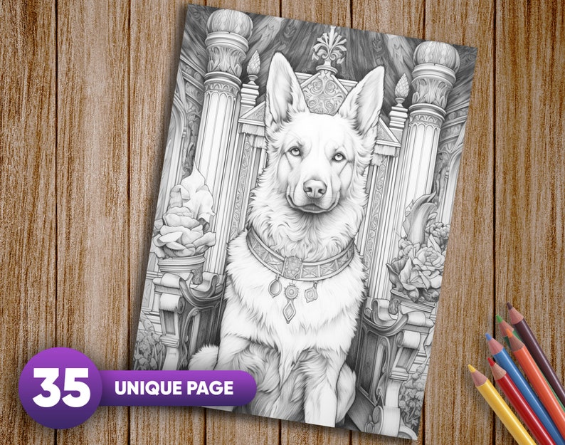 Royal King Dogs 35 Coloring Pages, for Adults and Kids, Instant ...