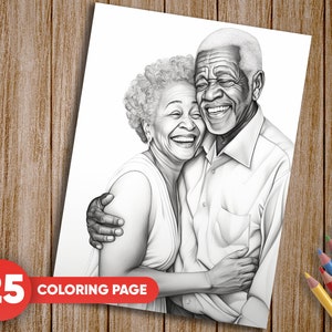 25 Fall in Love Old Black Couple Coloring Pages for Adults, Woman, Man ...