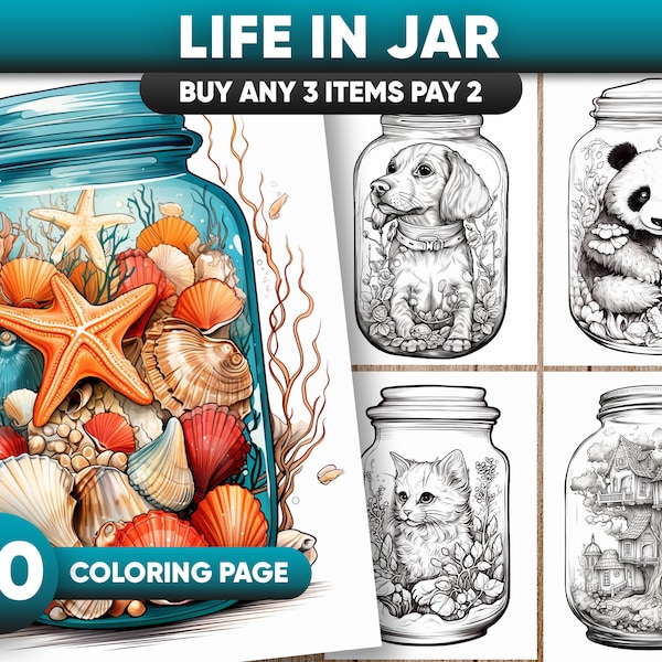 Life in a Jar Coloring Pages - Etsy