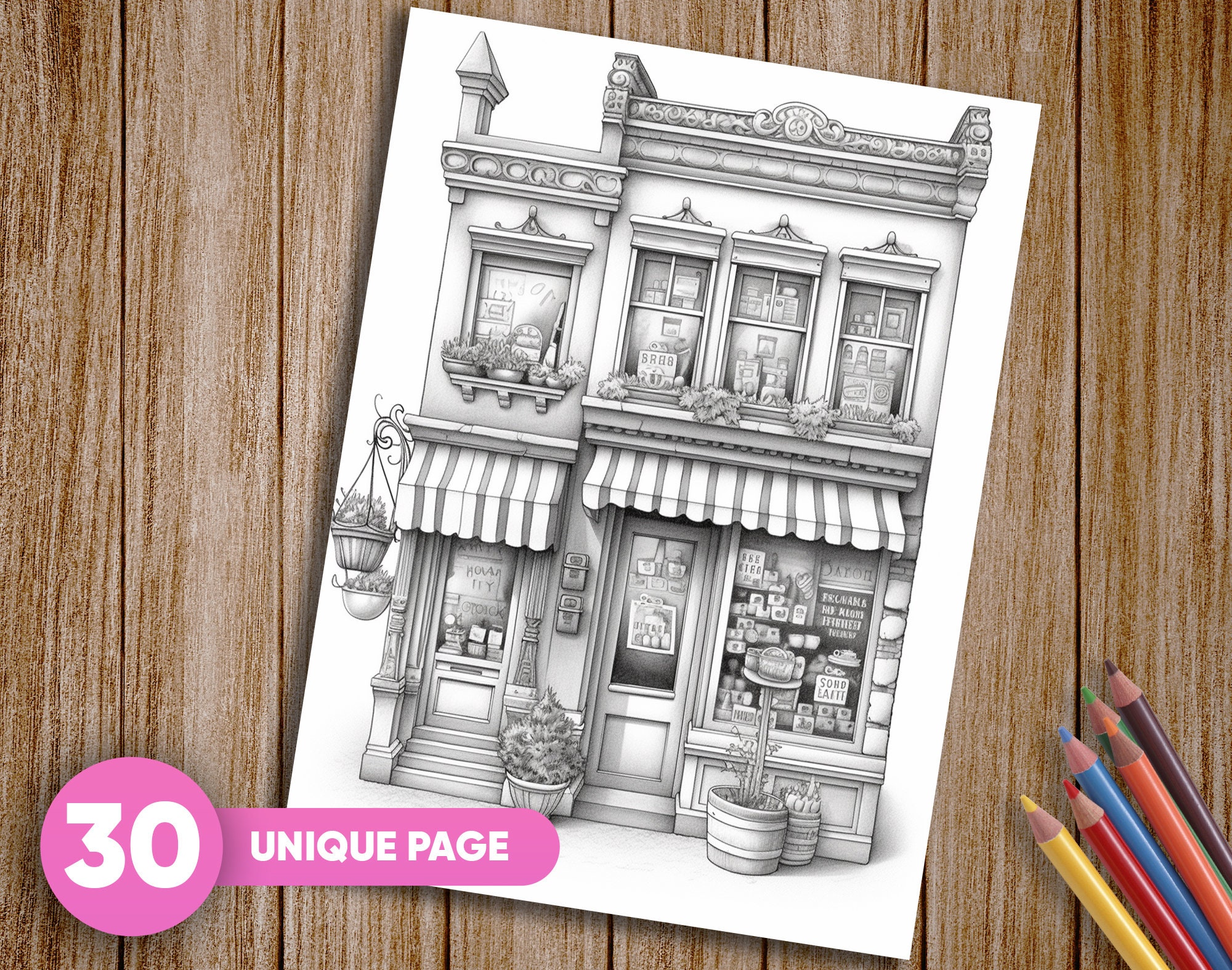 Adorable Storefront Coloring Printables Cute Storefronts - Etsy