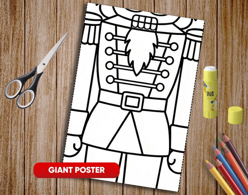 Giant Nutcracker Coloring Poster – Printable Holiday Family Activity ...