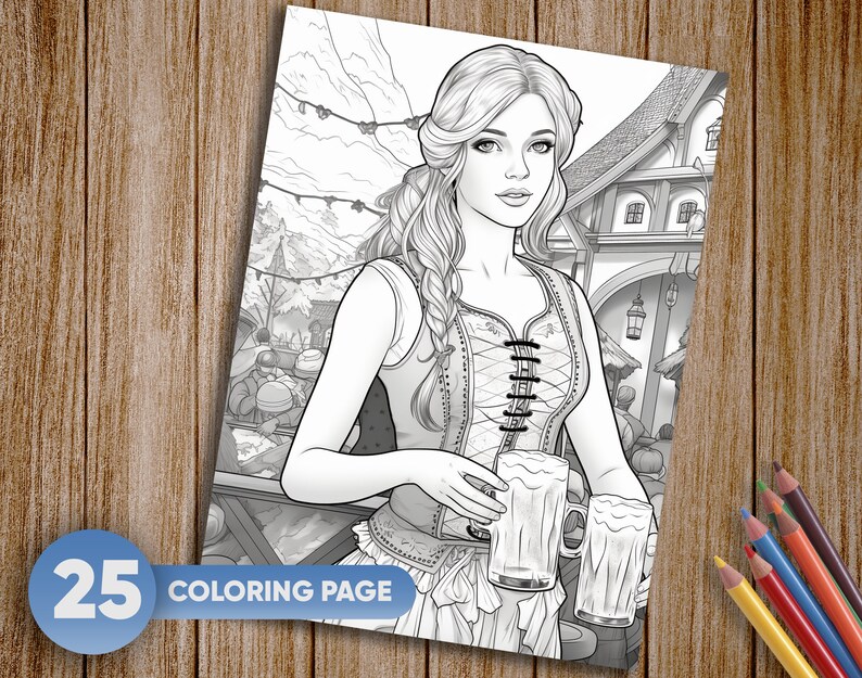 25 Oktoberfest Girls Coloring Pages for Adults Fashion - Etsy