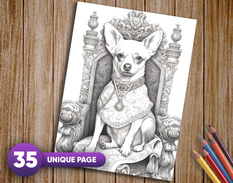 Royal King Dogs 35 Coloring Pages, for Adults and Kids, Instant ...