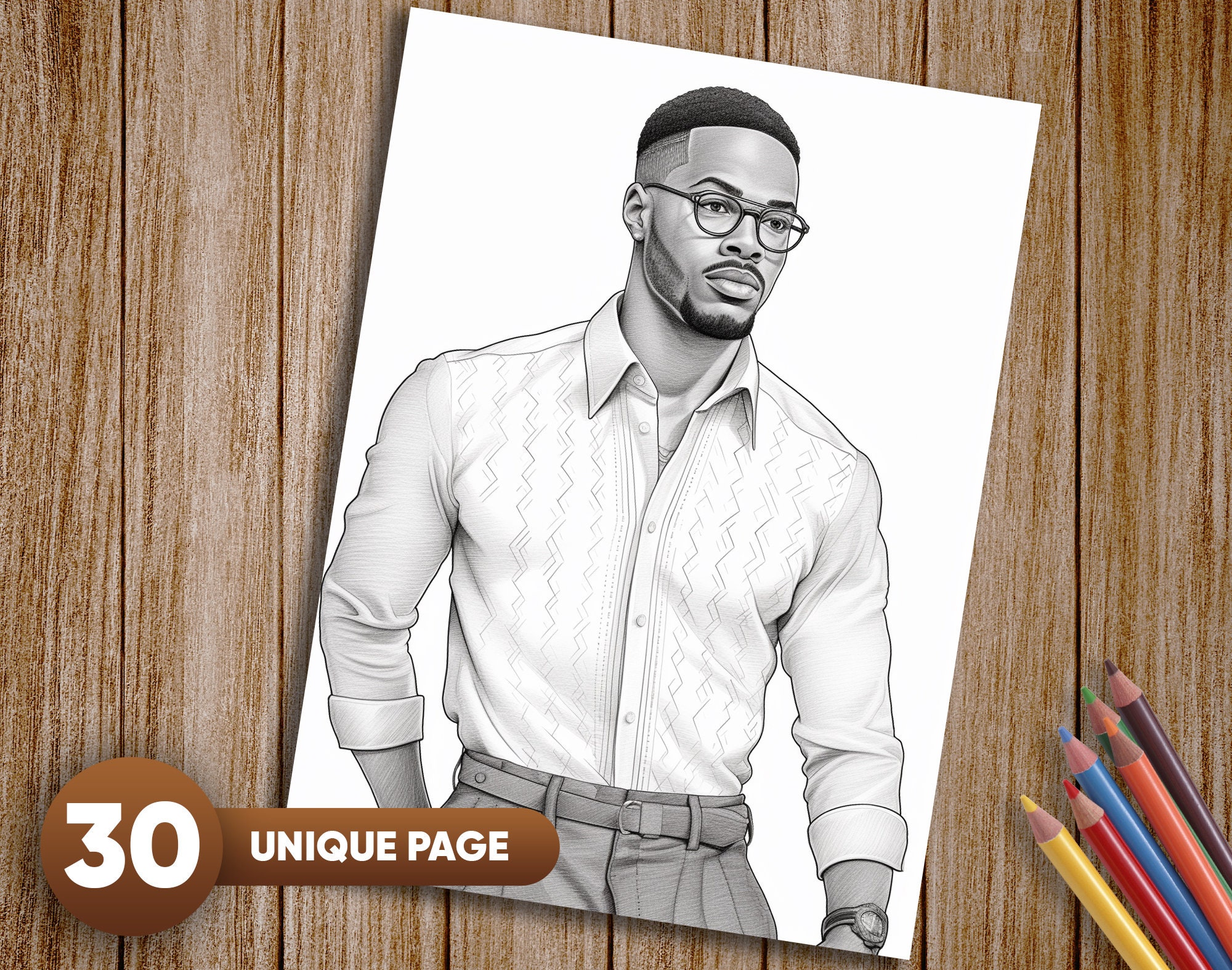 Black Men Coloring Book: 30 Grayscale Portrait Pages (PDF/JPEG) - Etsy