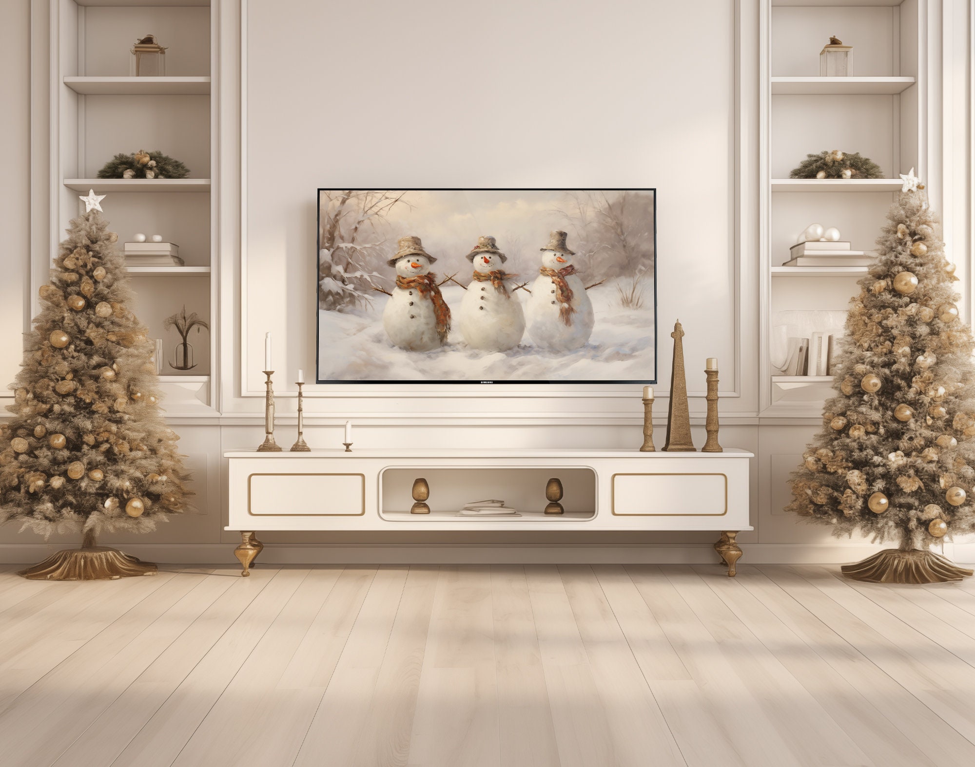 Christmas Frame TV Art Christmas Snowman Christmas Wall Art Winter ...